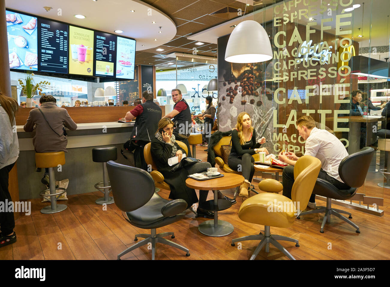 VIENNA, AUSTRIA - CIRCA MAY, 2019: interior shot of McDonald's ...