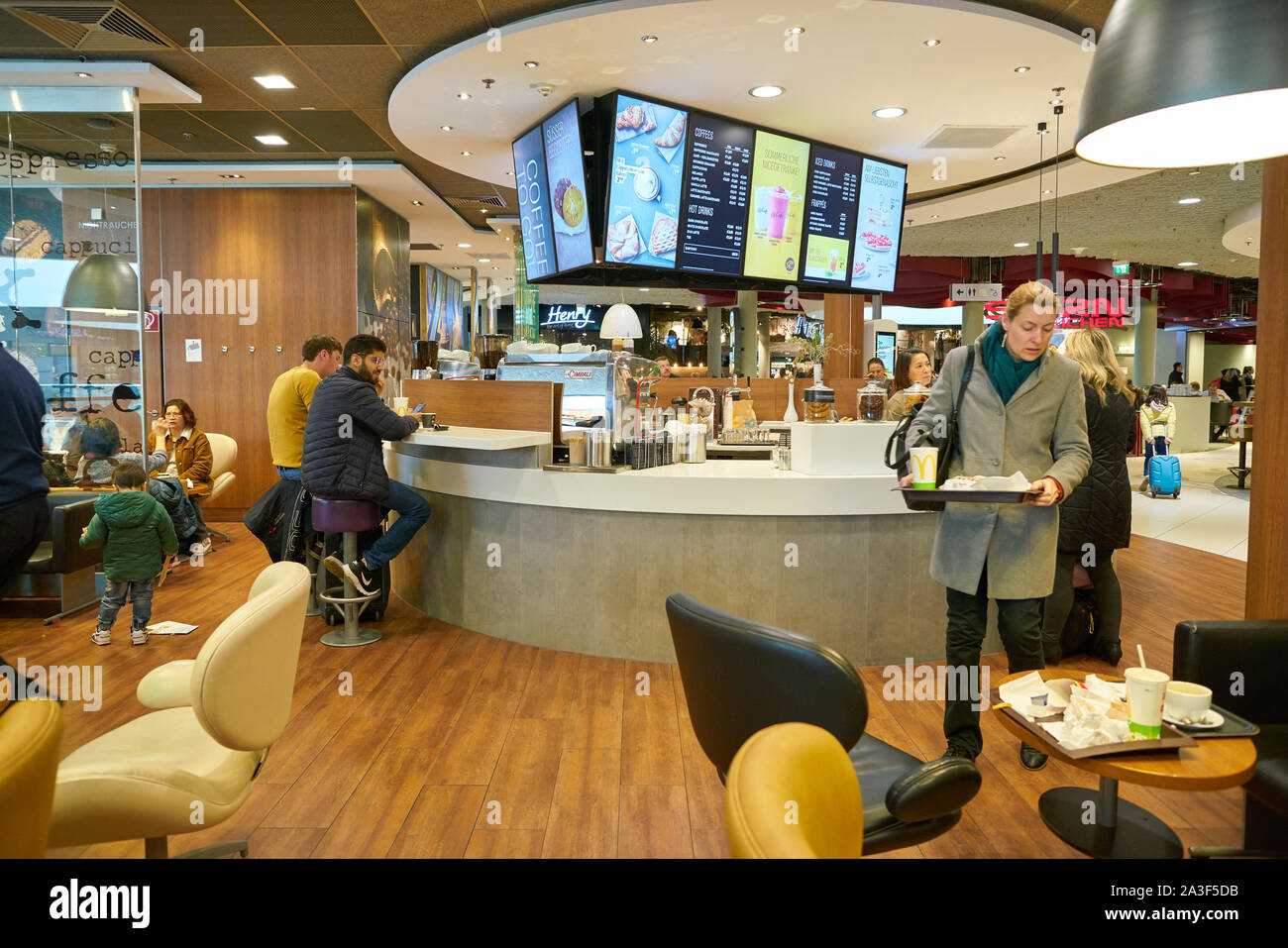 VIENNA, AUSTRIA - CIRCA MAY, 2019: McCafe at McDonald's restaurant in ...