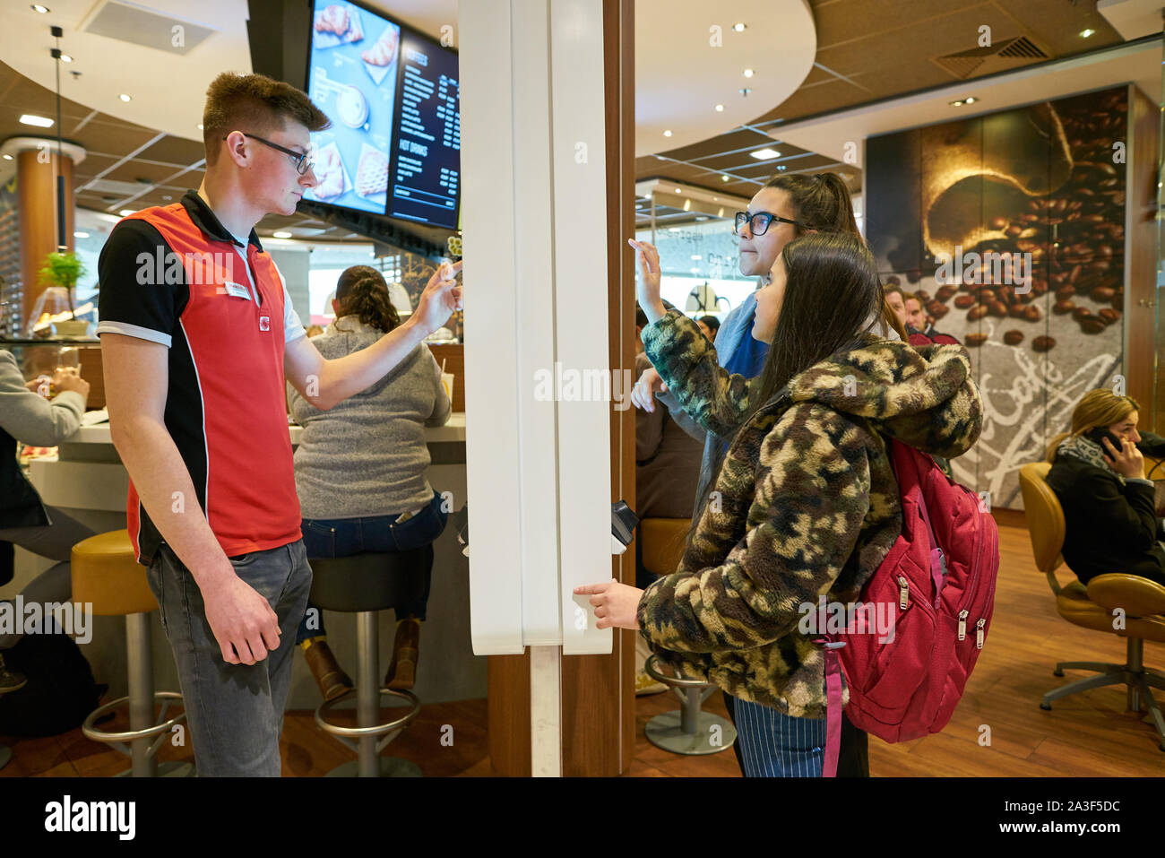 VIENNA, AUSTRIA - CIRCA MAY, 2019: interior shot of McDonald's ...