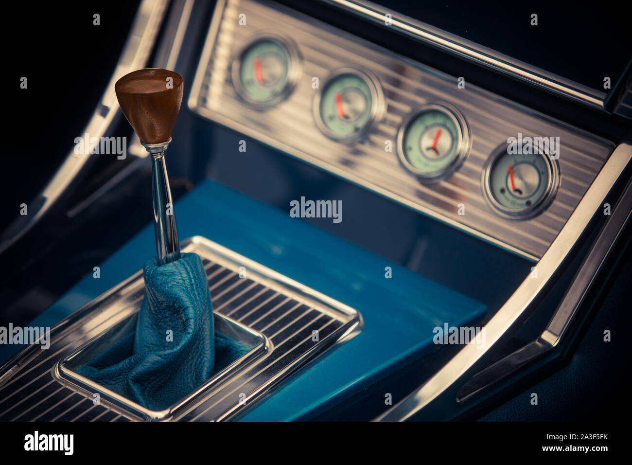 Close up horizontal shot of the gear shifter of a vintage car Stock ...
