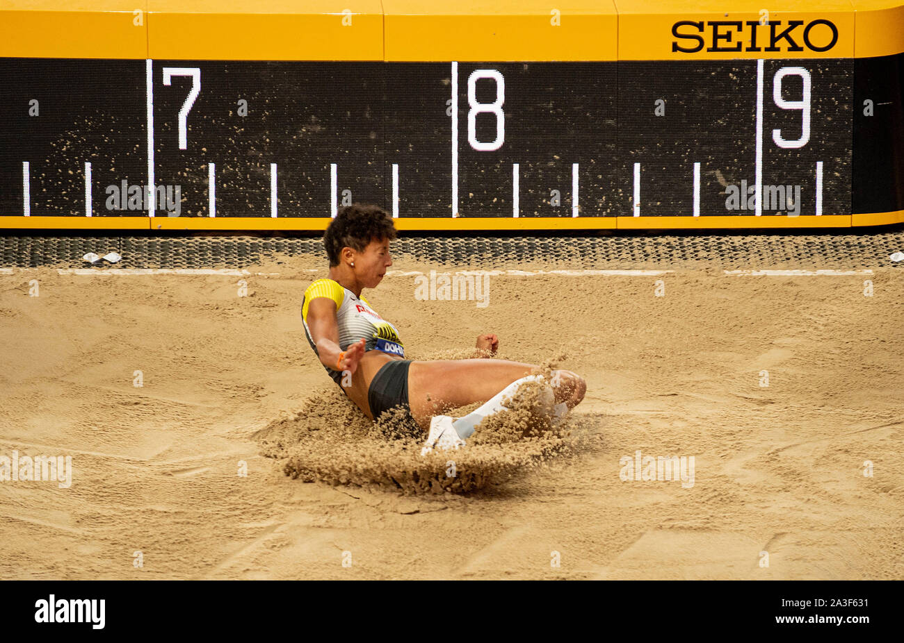 Winner Malaika MIHAMBO (Germany / 1st place) action, at her 7.30 jump ...