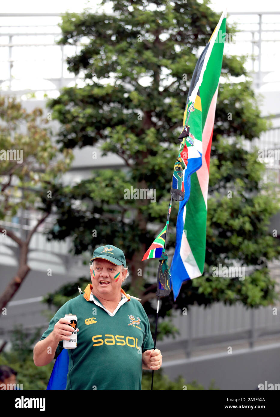 A South Africa fan arrives ahead of the 2019 Rugby World Cup Pool B ...