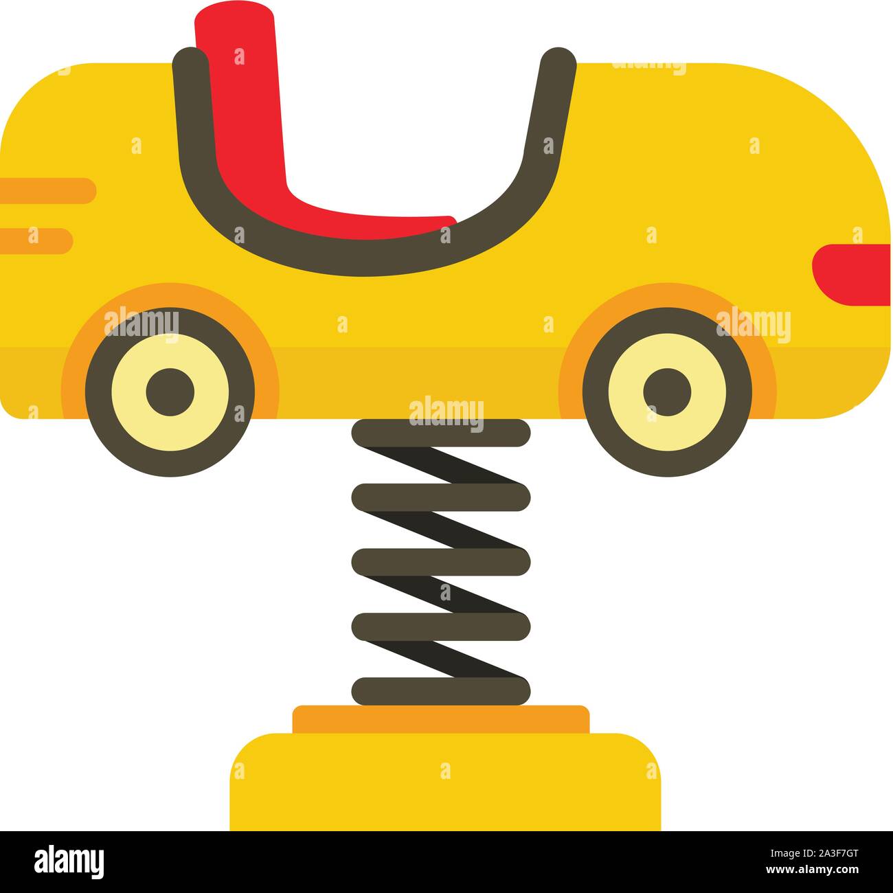 Kid car on spring icon. Flat illustration of kid car on spring vector ...