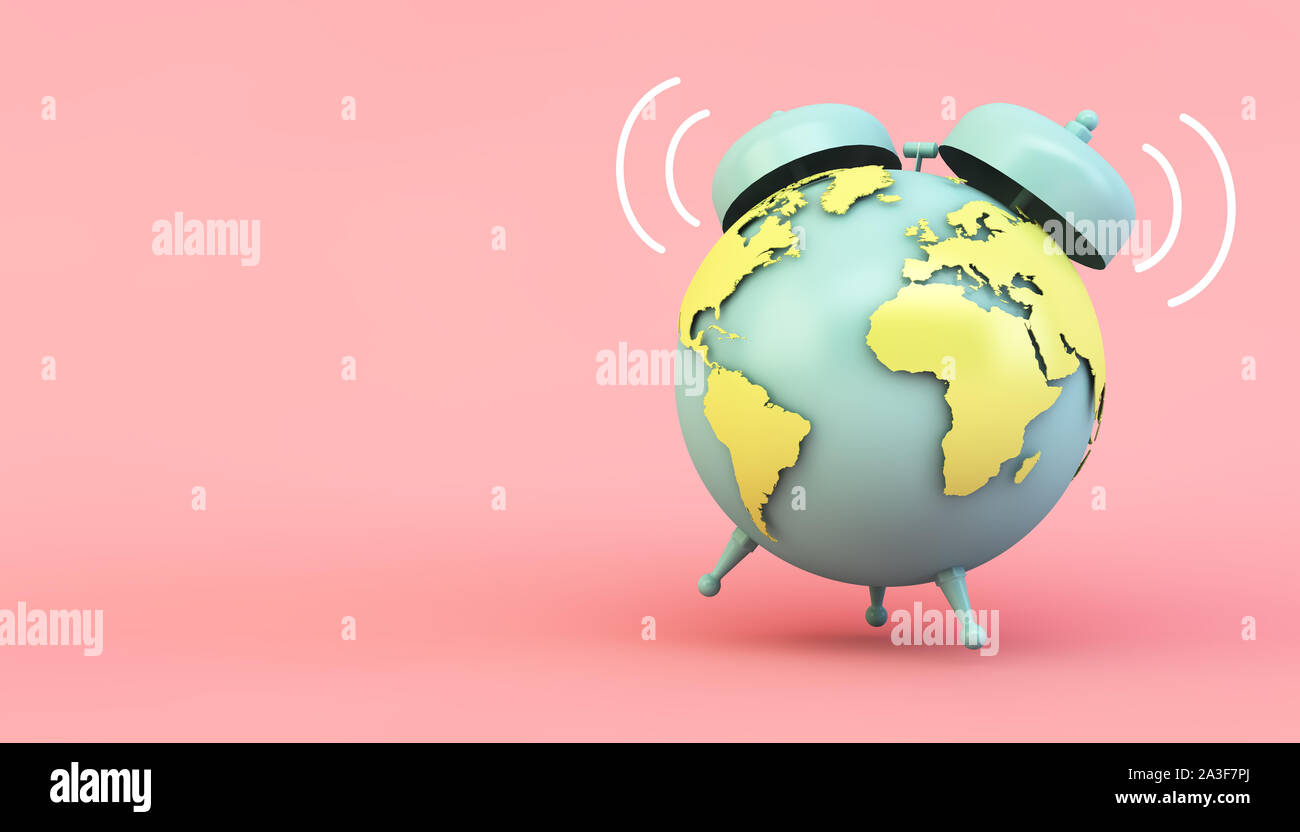 climate change concept: earth clock 3d rendering illustration Stock ...