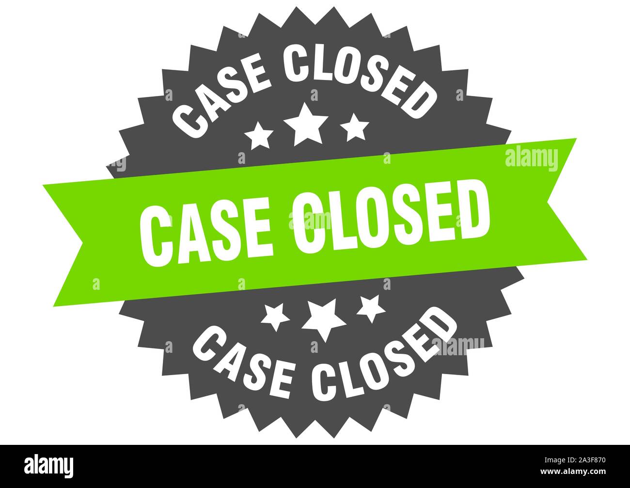 case closed sign. case closed green-black circular band label Stock ...