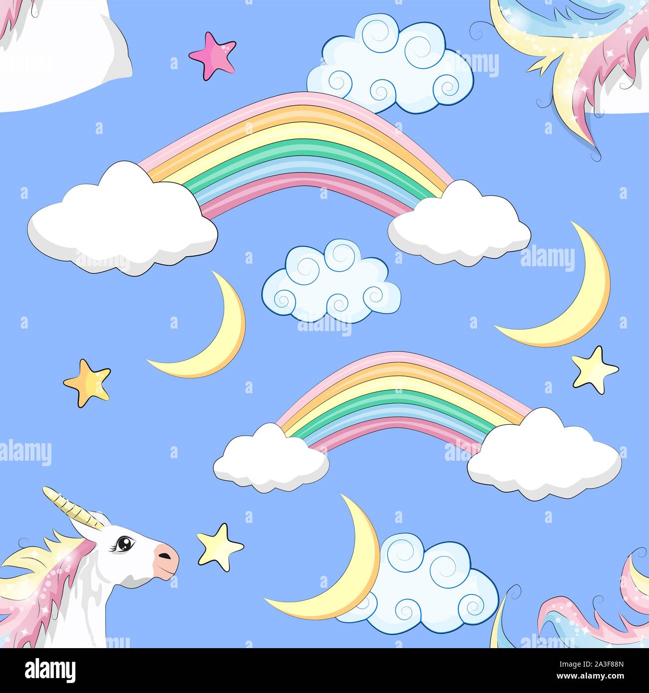 Seamless pattern with unicorn silhouette. Cute magic background ...