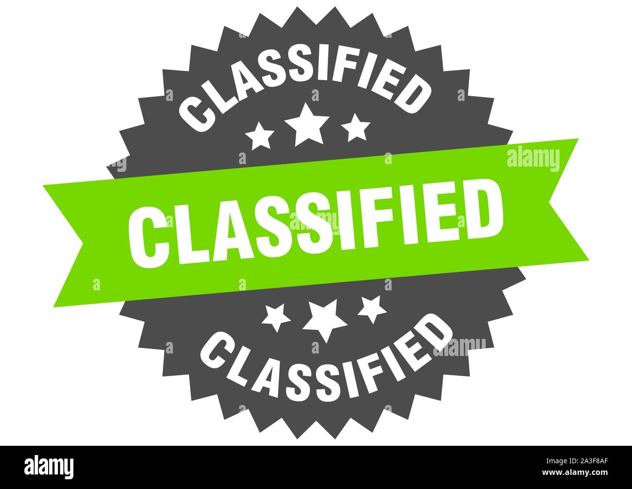 classified sign. classified green-black circular band label Stock ...