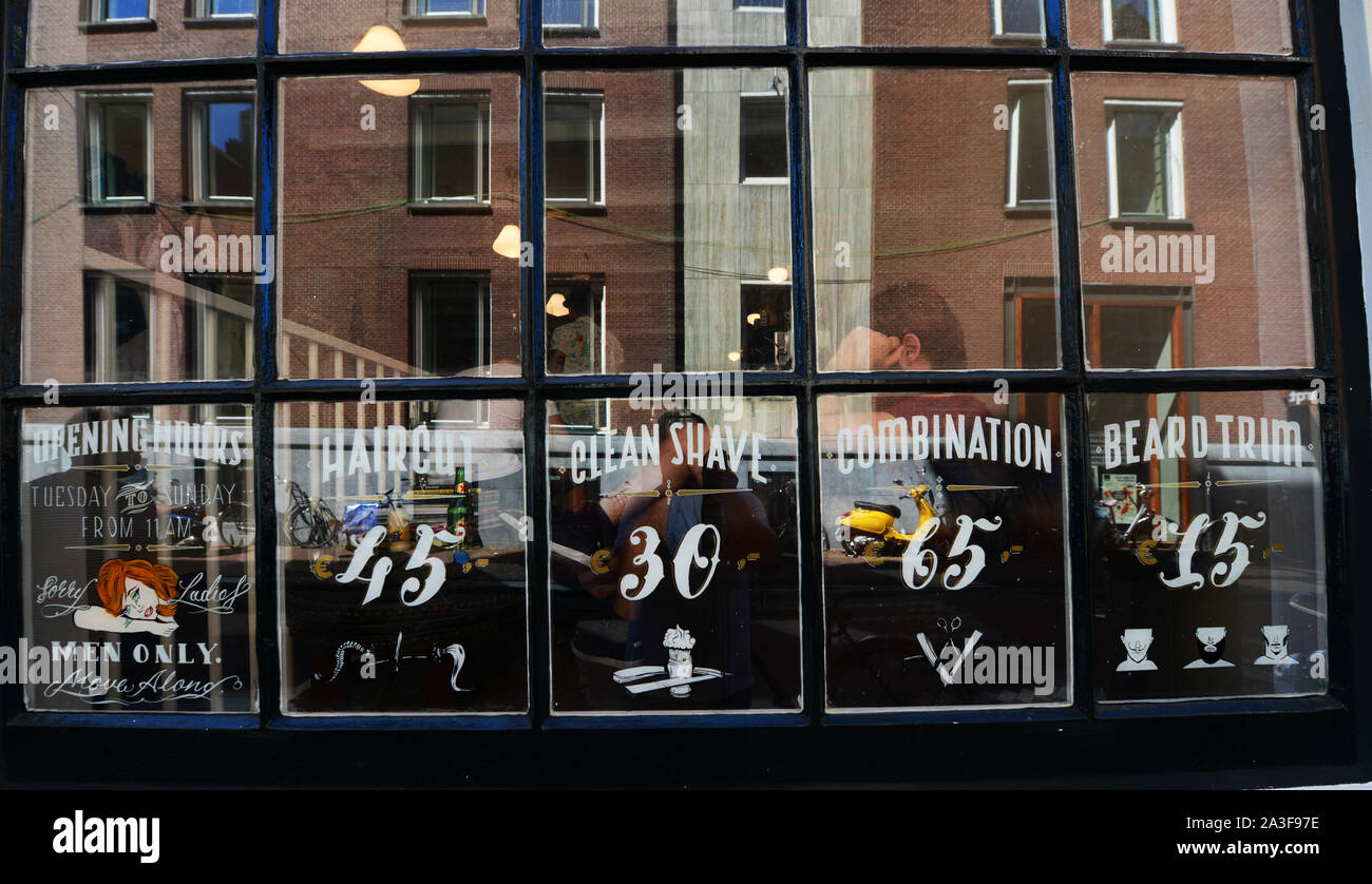 A Men's only Barber shop in Amsterdam Stock Photo - Alamy