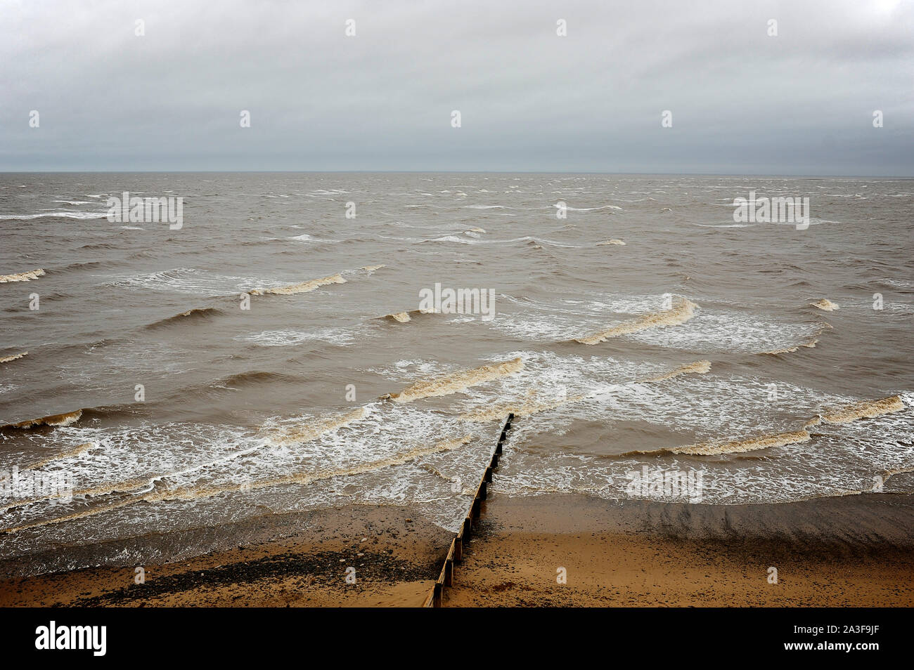 Rough sea at high tide on Fleetwood front from above Stock Photo - Alamy