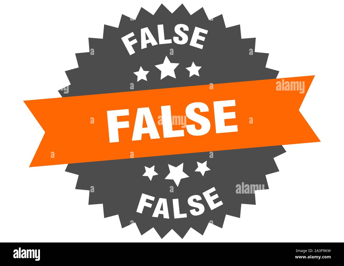 false sign. false orange-black circular band label Stock Vector Image ...