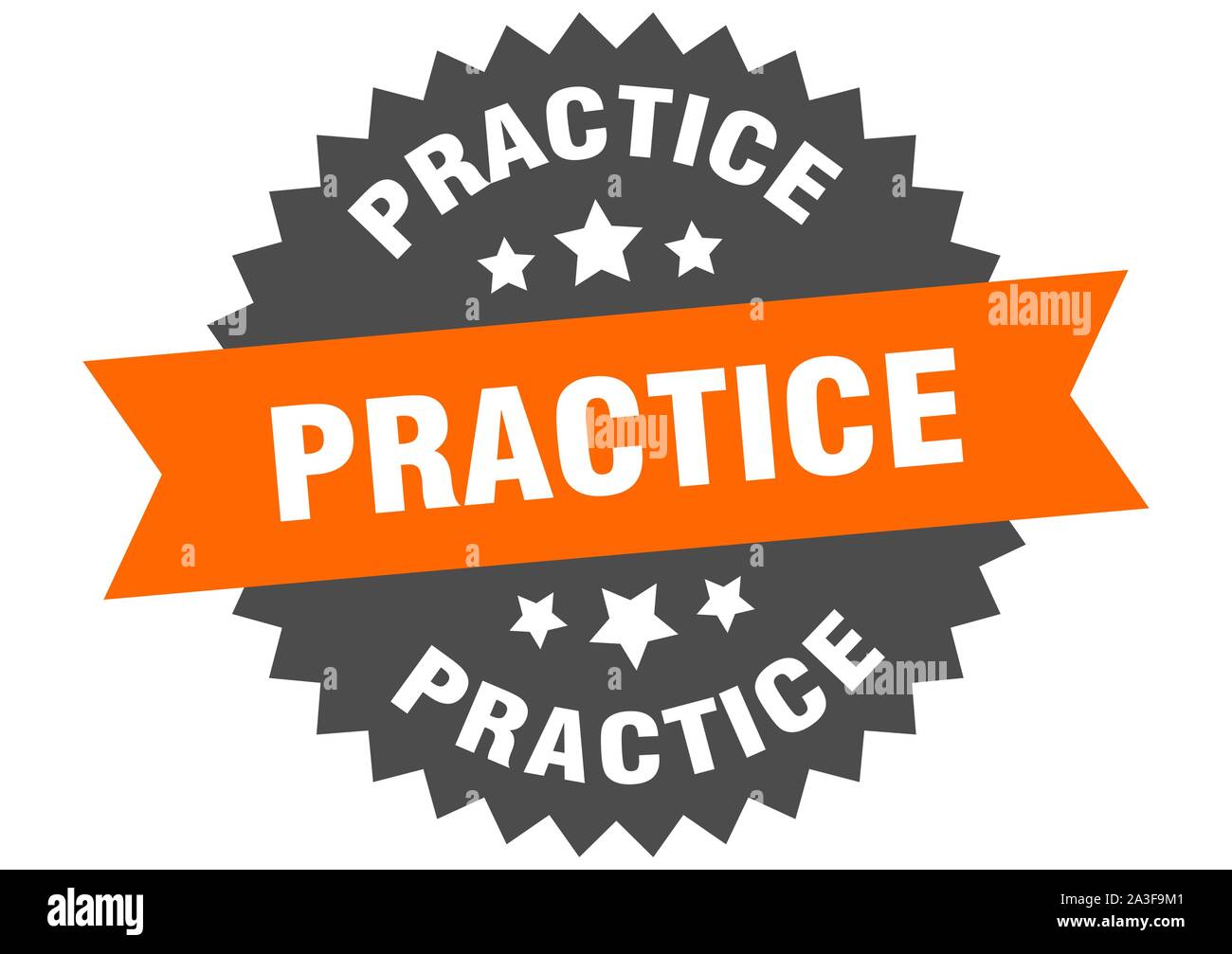 practice sign. practice orange-black circular band label Stock Vector ...