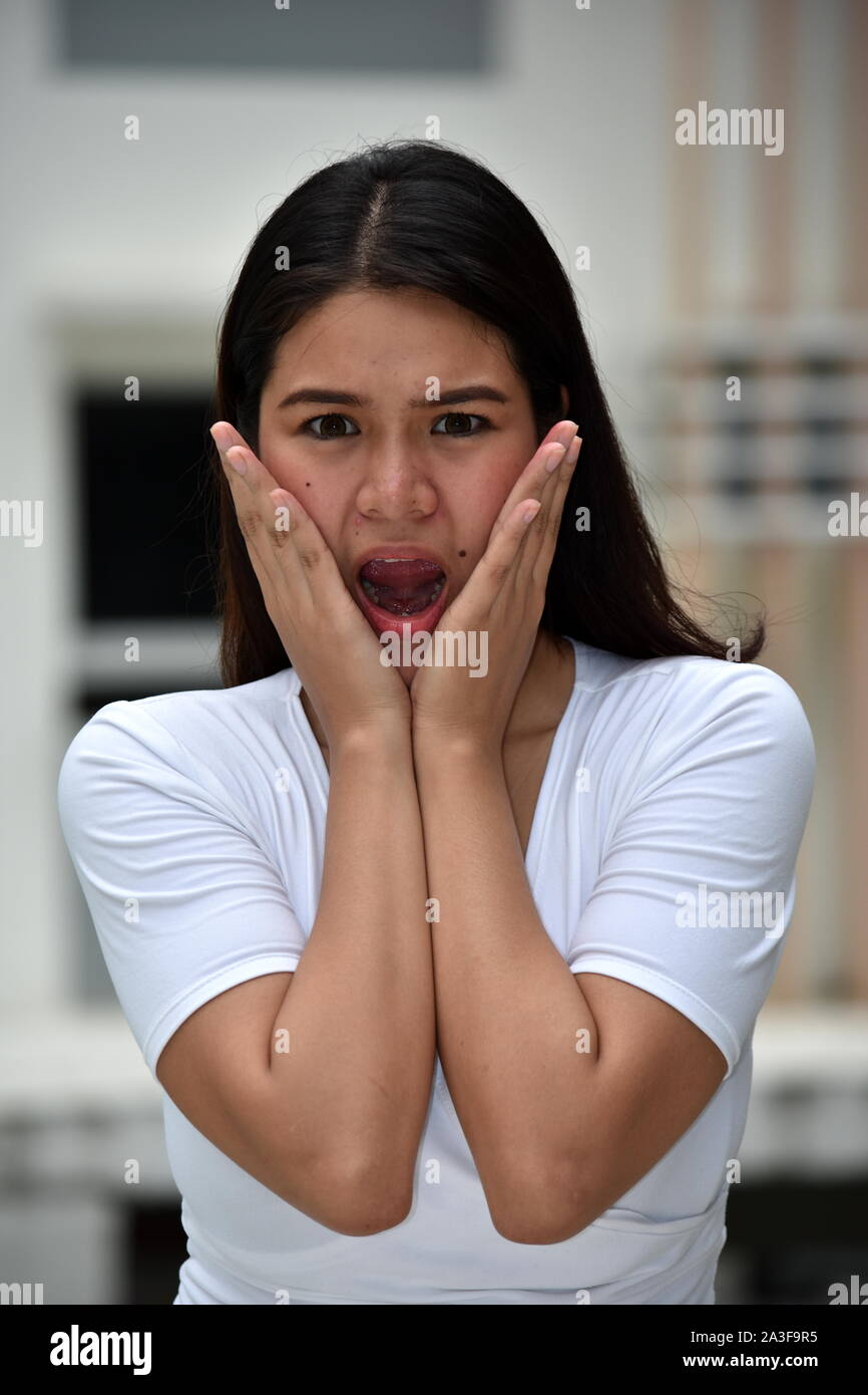 A Startled Female Woman Stock Photo - Alamy