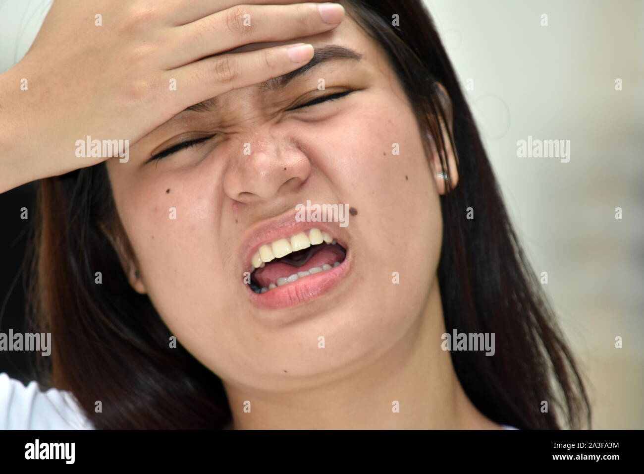 A Stressed Adult Female Stock Photo - Alamy