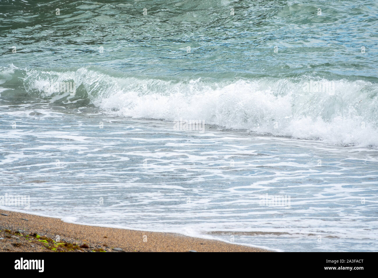 Soft wave of the sea on the sandy beach. Sea wave with foam Stock Photo ...