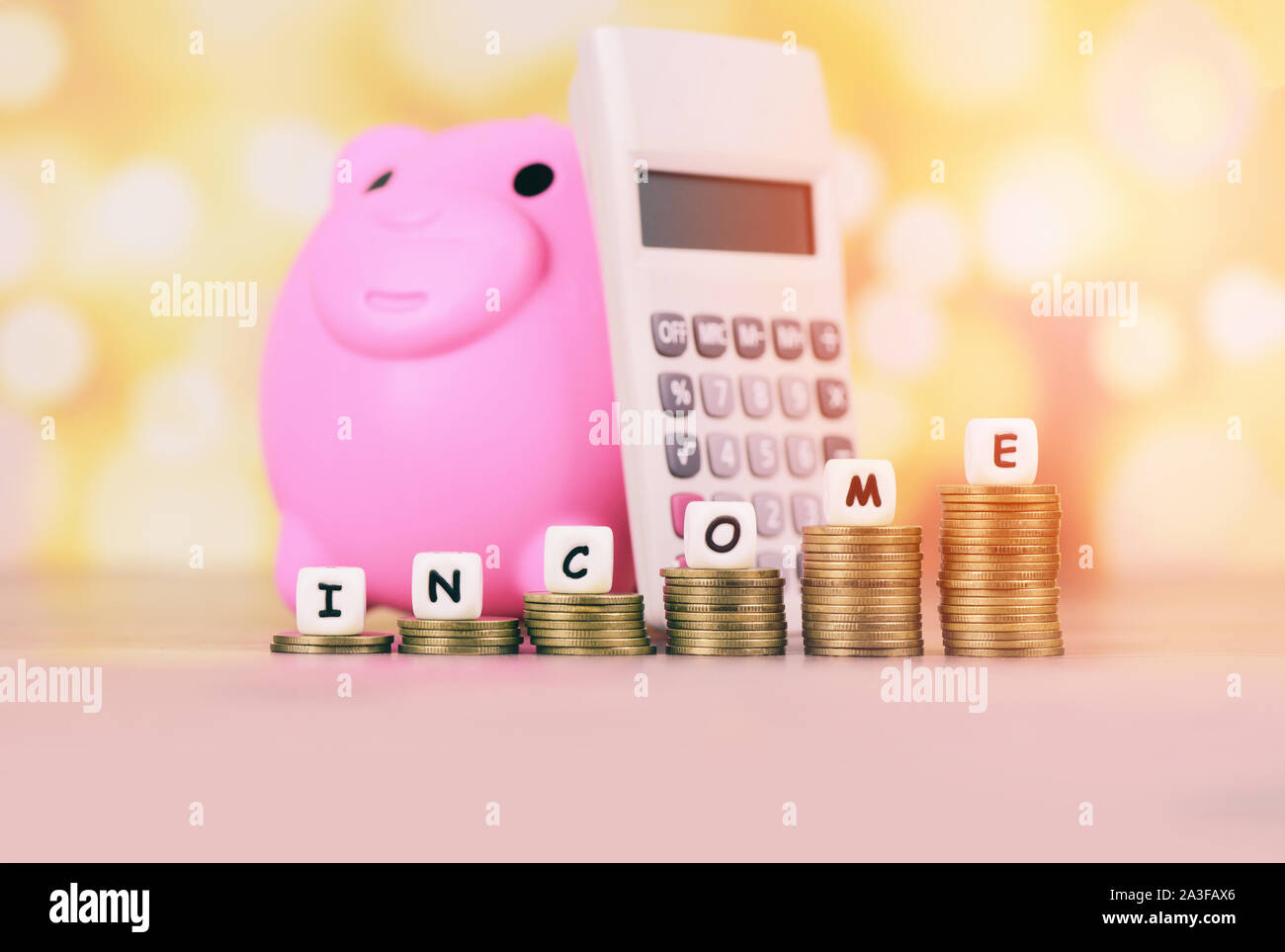 income growth money coins on table / Pile of golden coin stack step up ...