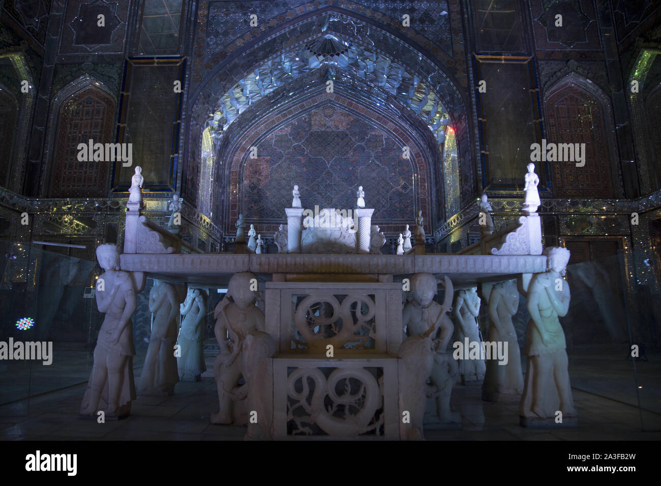 Tehran, Iran. 7th Oct, 2019. A view of Marble Throne at Golestan Palace ...