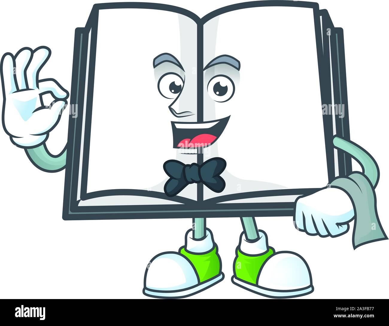 Waiter cartoon open book with cartoon shape Stock Vector Image & Art ...