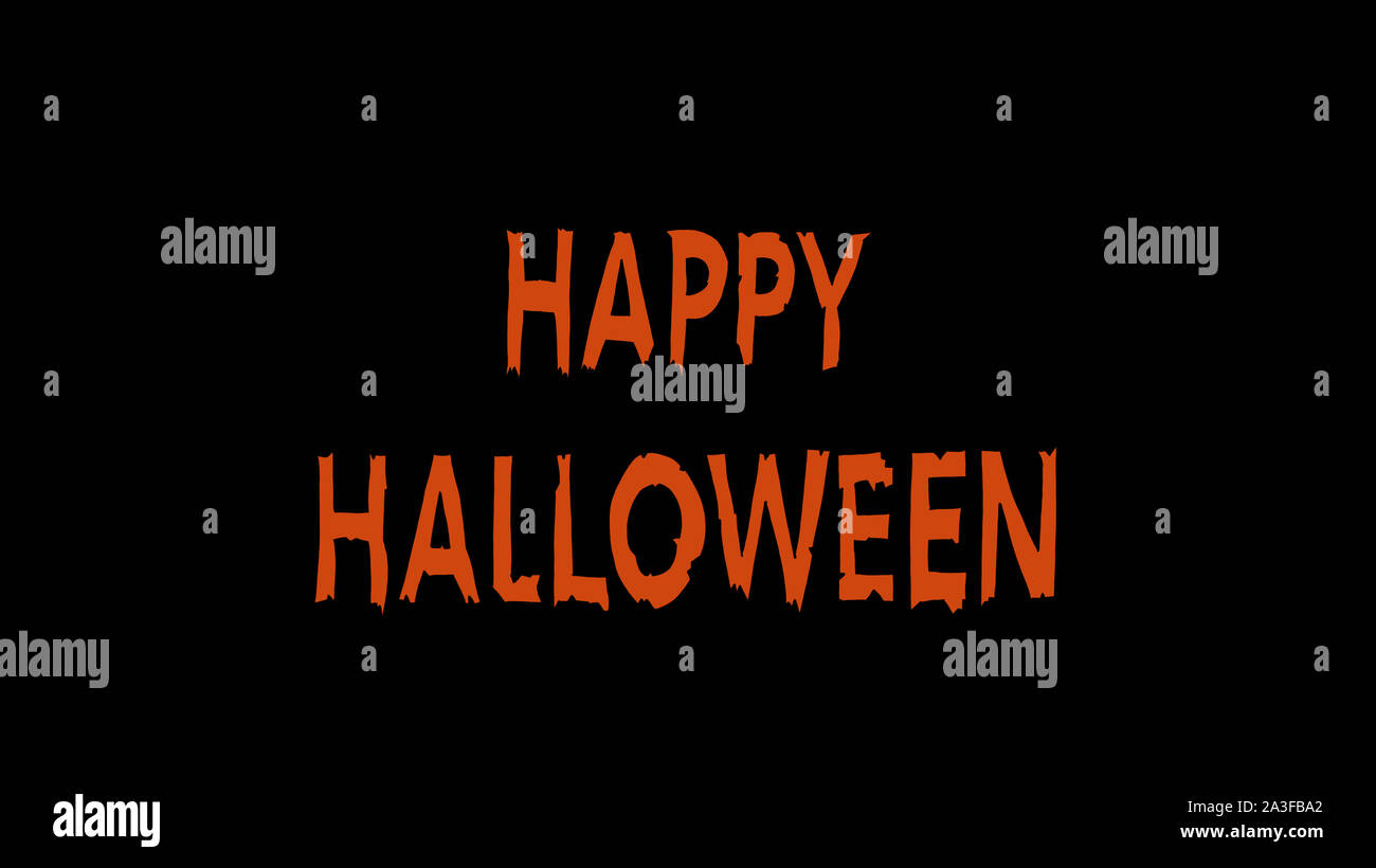 Spooky and Scary Happy Halloween Text on Black Background - Greeting ...