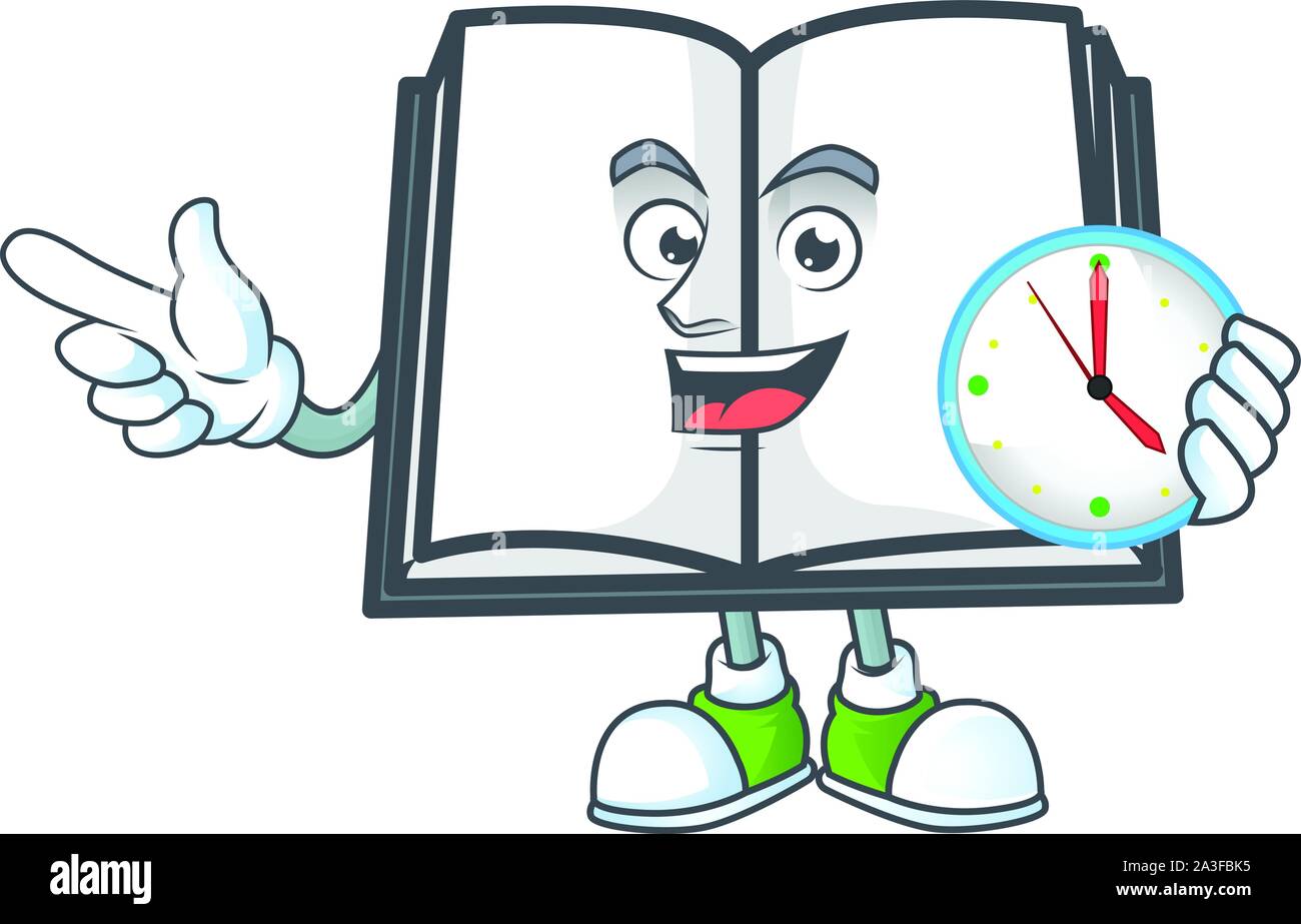 With clock open book with character mascot style Stock Vector Image ...