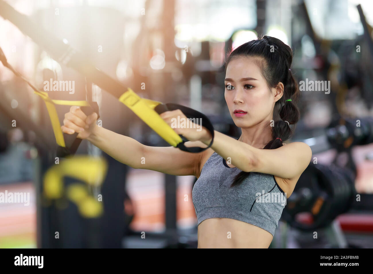 Cable crossover workout hi-res stock photography and images - Alamy