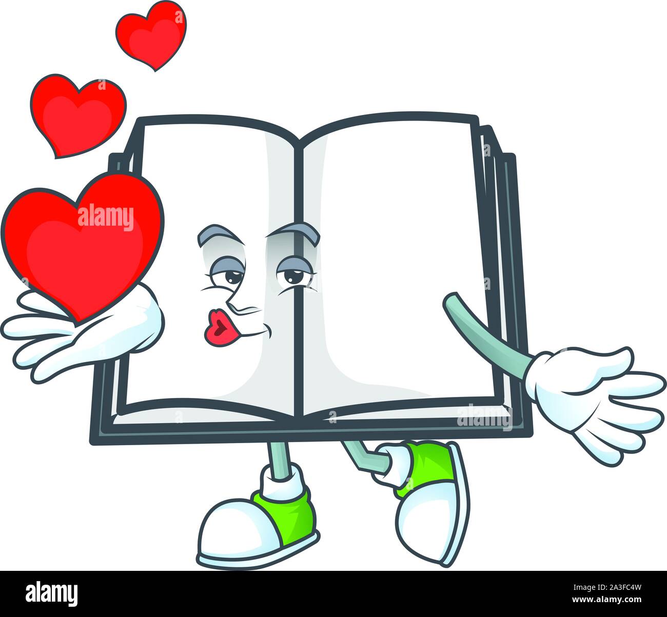 With heart cartoon open book with cartoon shape Stock Vector Image ...