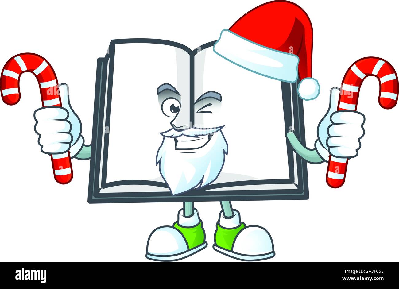 Santa with candy open book on a white background Stock Vector Image ...