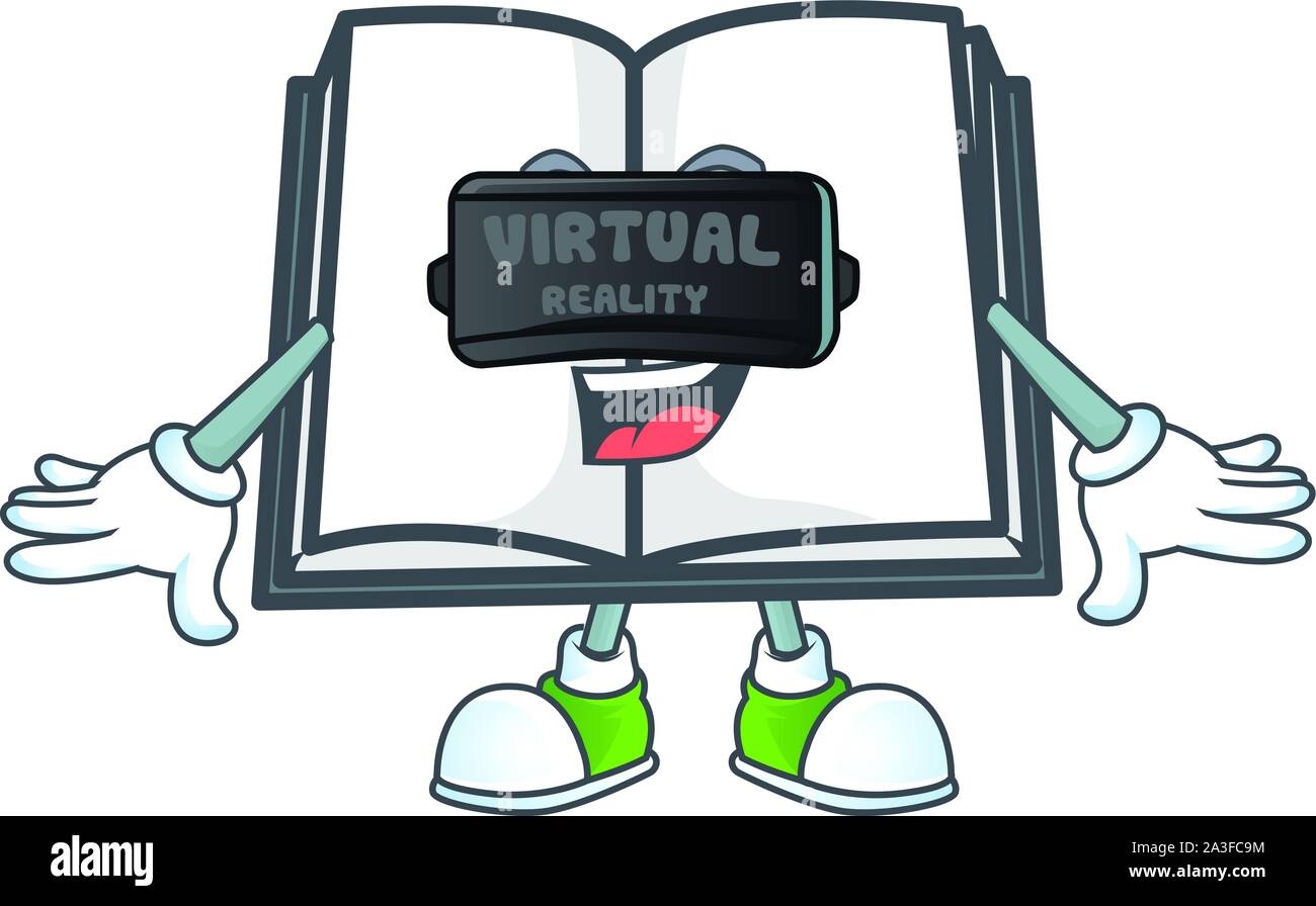Virtual reality cartoon open book with cartoon shape Stock Vector Image ...