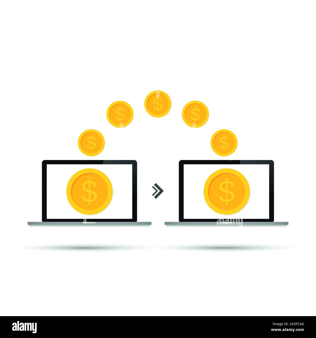 Money transfer transaction between device laptop. Online payment ...