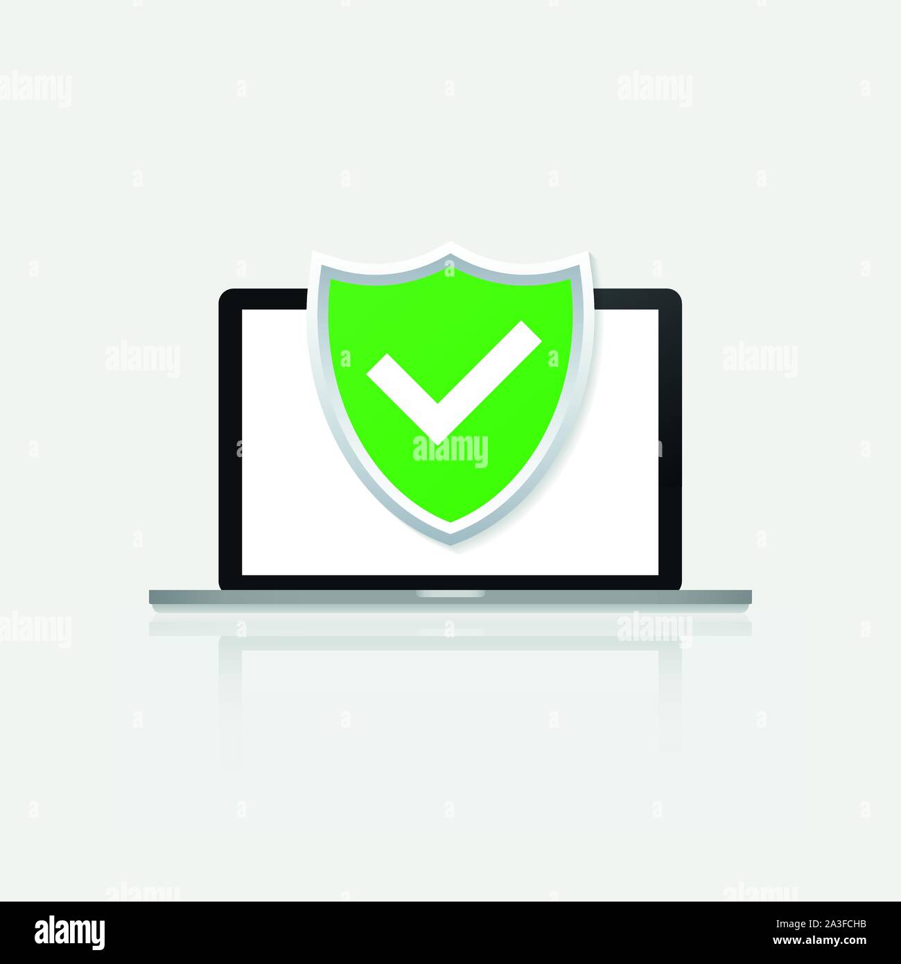 Computer protection icon isolated on color background, flat cartoon ...
