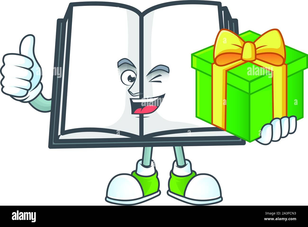 With gift cartoon open book with cartoon shape Stock Vector Image & Art ...