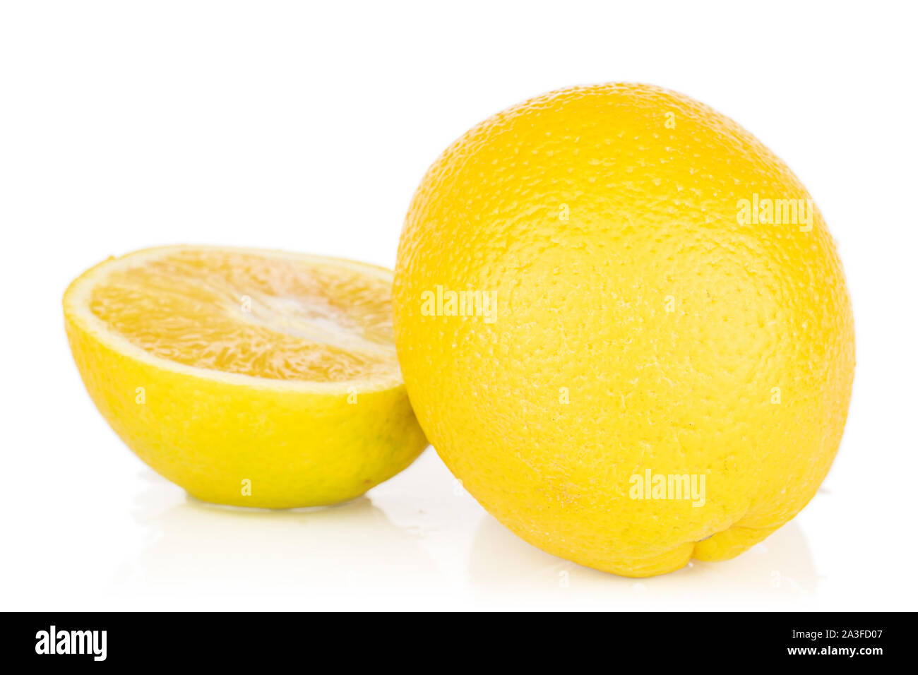 Group of one whole one half of juicy fresh bright orange isolated on ...