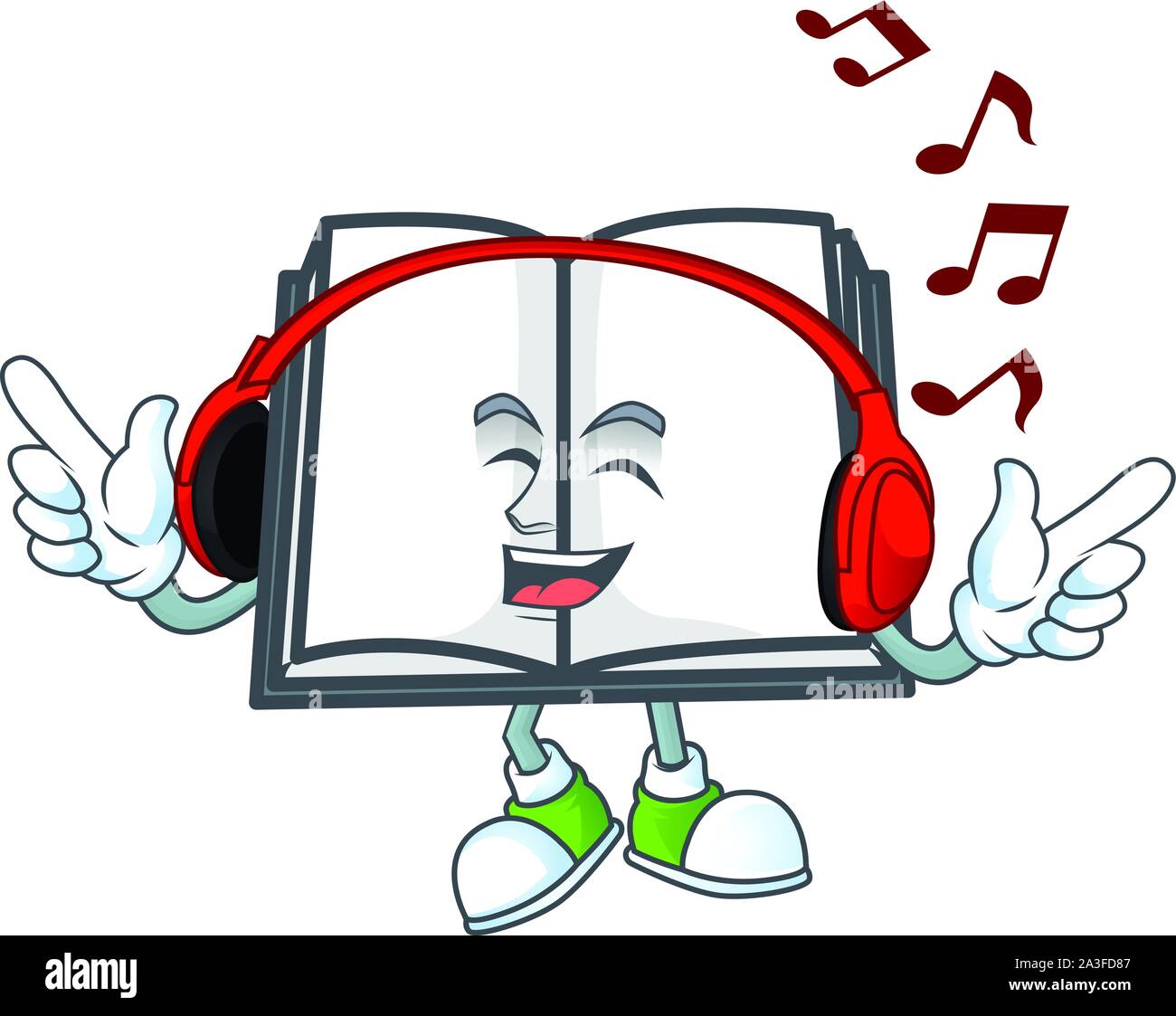 Listening music cartoon open book with cartoon shape Stock Vector Image ...