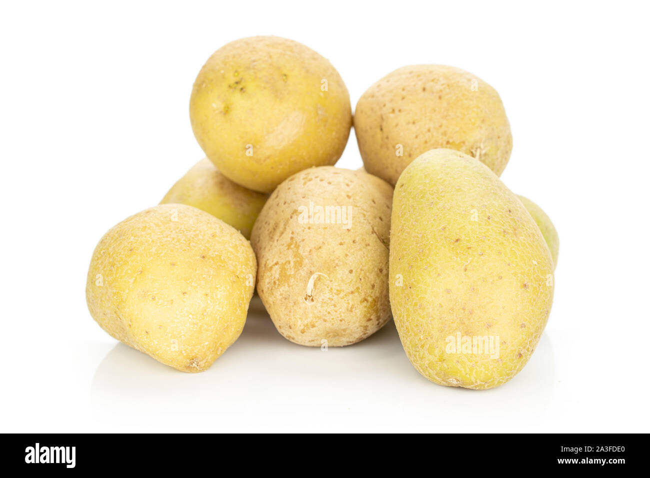 Group of six whole raw brown potato isolated on white background Stock ...