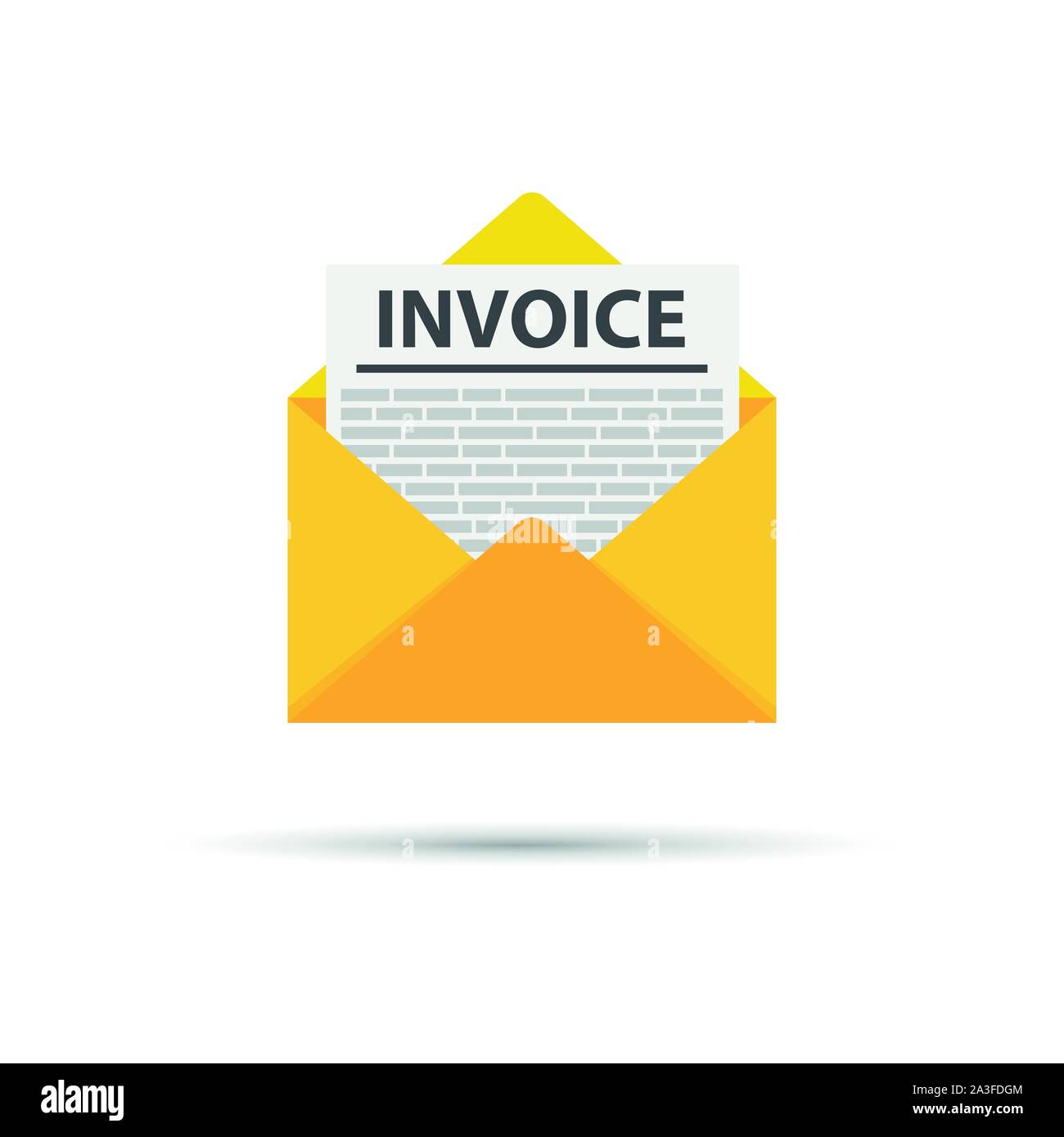 Invoice icon vector, email message received with bill document, flat ...