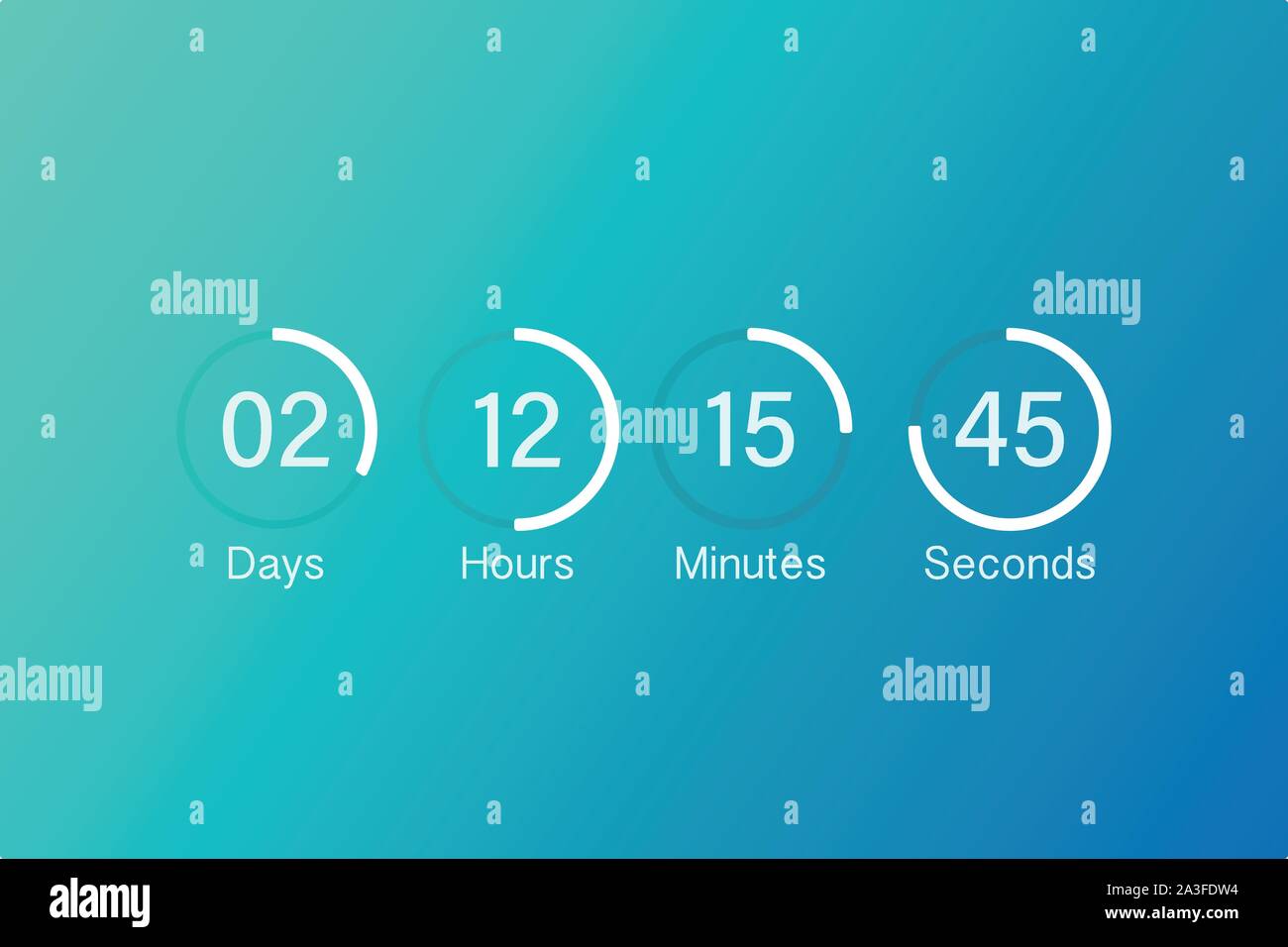 Vector Countdown Clock Counter Timer Ui App Digital Count Down Circle Board Meter With Circle