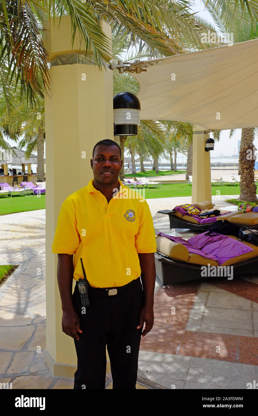 Hotel security guard, Doha, Qatar Stock Photo - Alamy