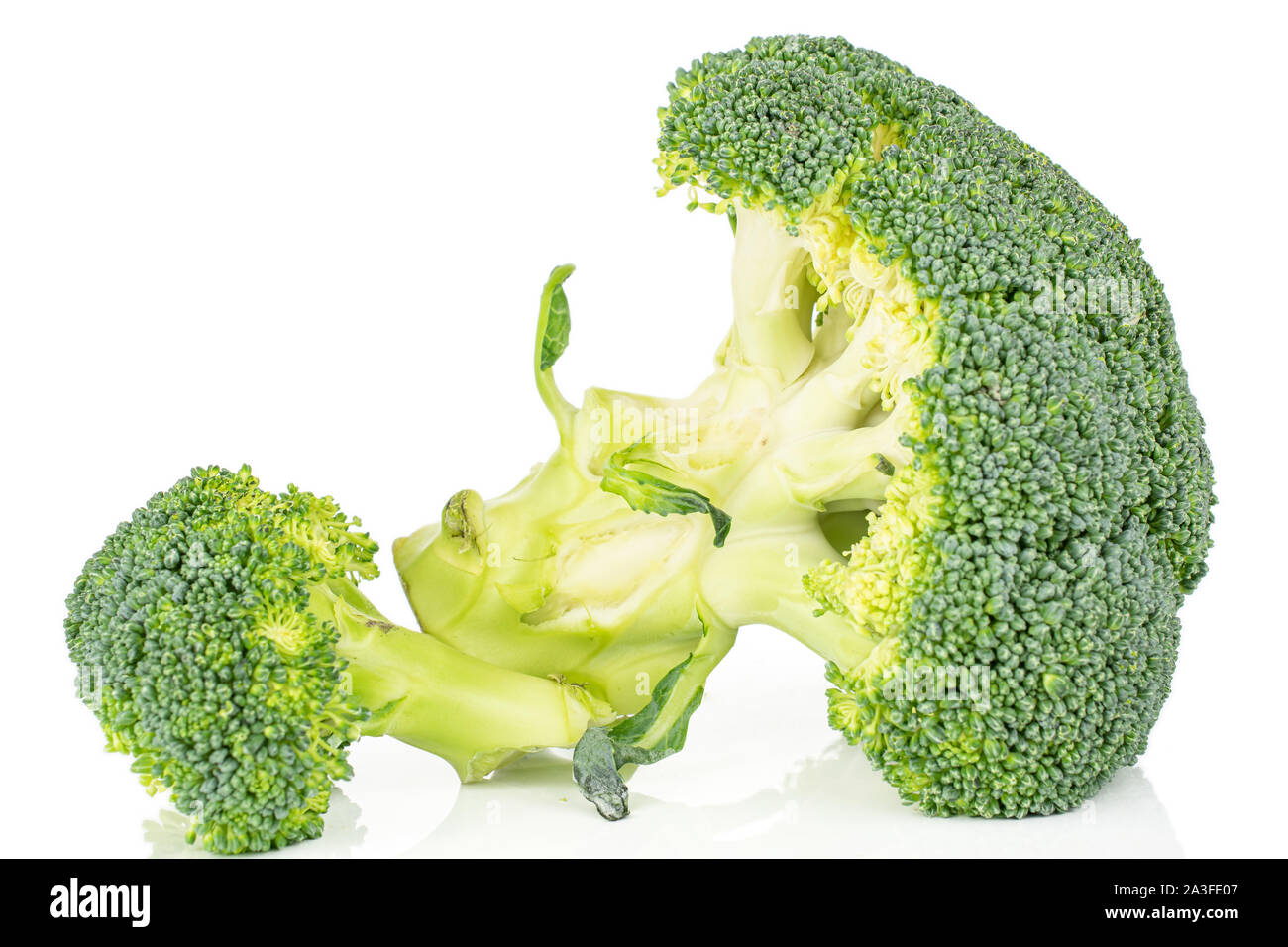 Group of one whole one piece of fresh green broccoli isolated on white ...