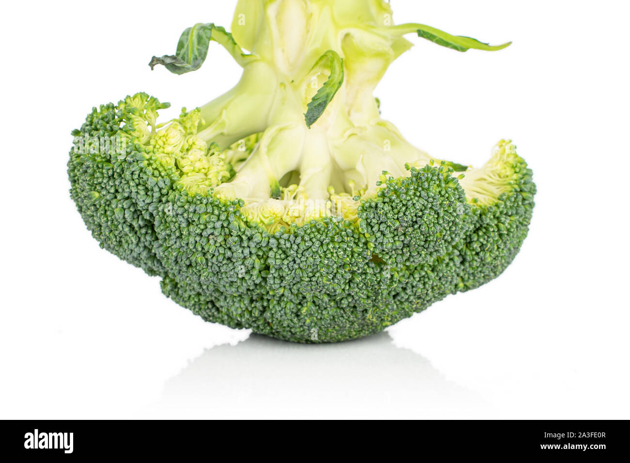 One whole light fresh green broccoli isolated on white background Stock ...