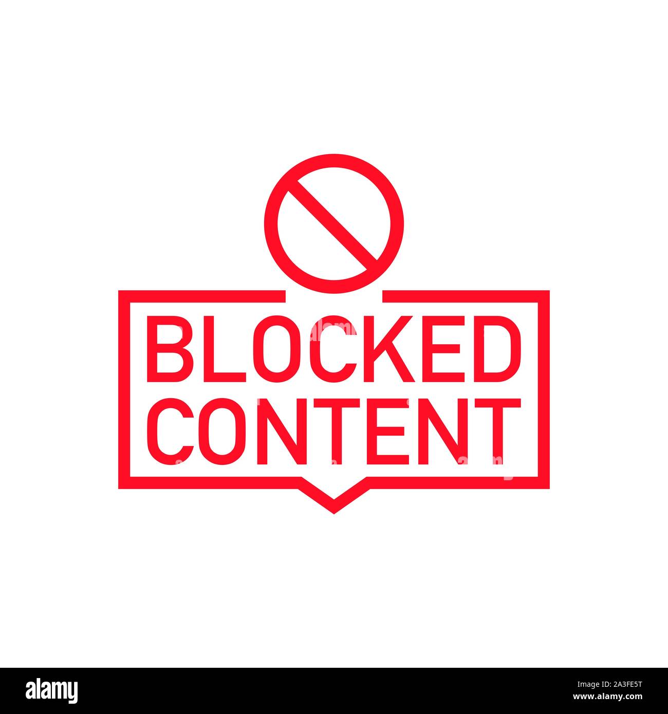 Red label Blocked Content on white background. Vector stock ...