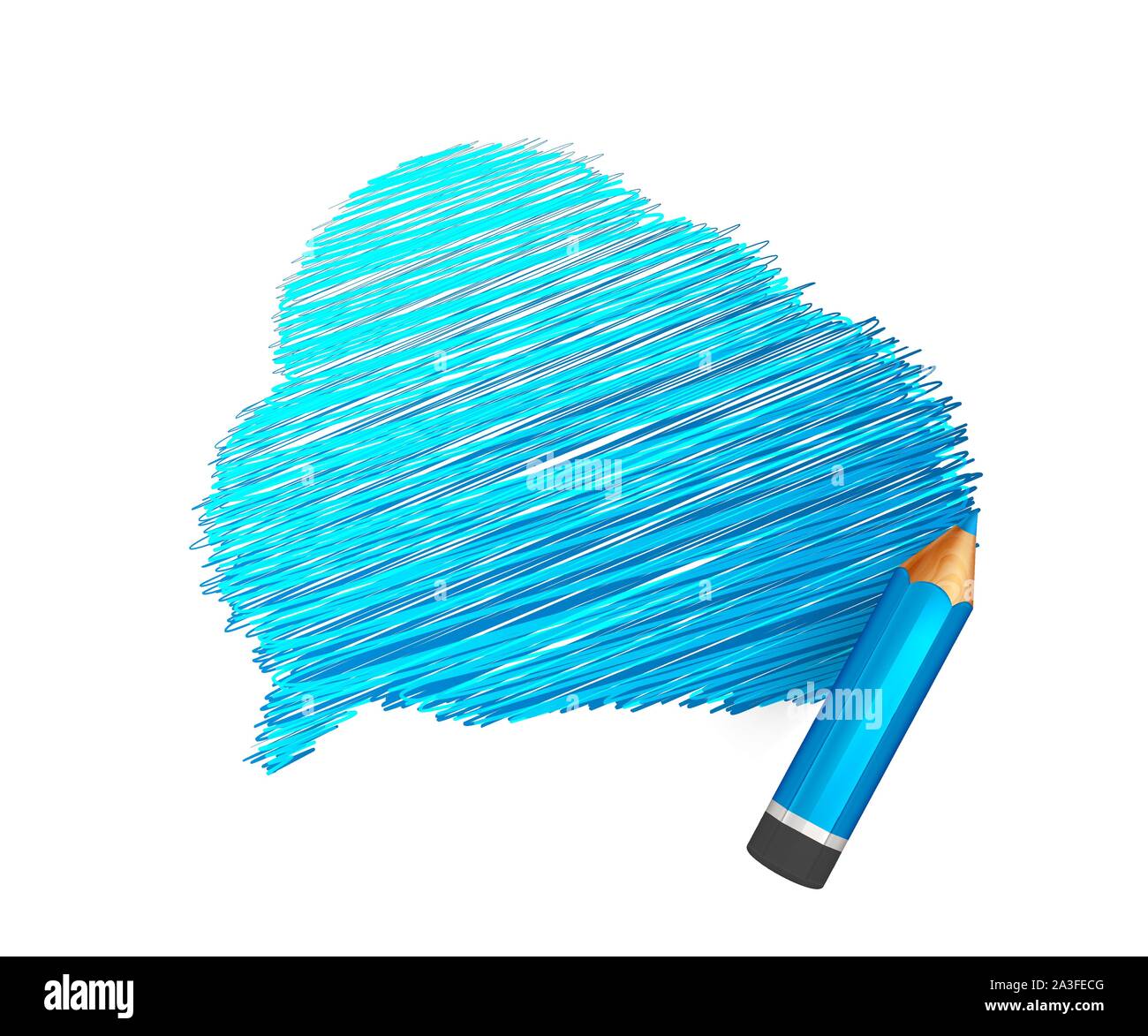 Hand drawn speech bubble paint with pencil on white background. Banner ...