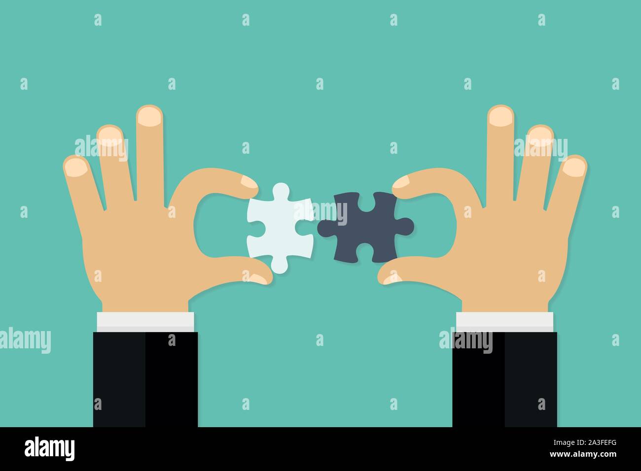 business matching - connecting puzzle elements. Vector stock ...