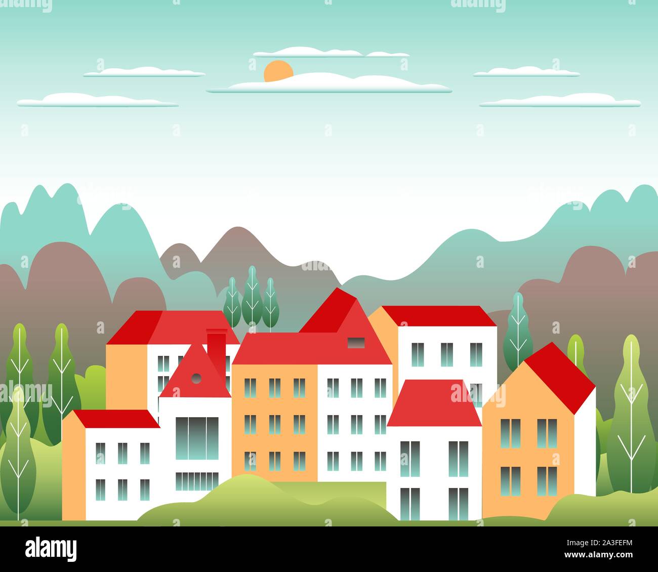 Panorama red blue green Stock Vector Images - Alamy