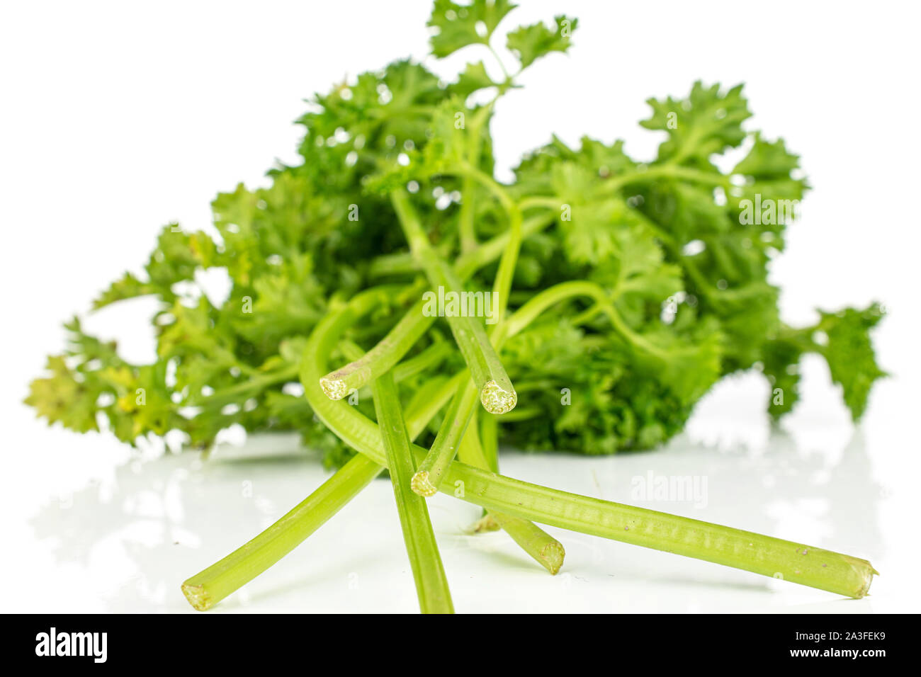 Group of six whole fresh green parsley isolated on white background ...