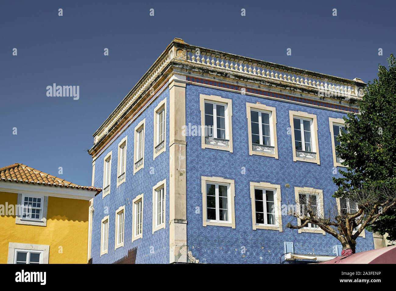Sintra, Portugal - August 30, 2019: traditional buildings facades in ...