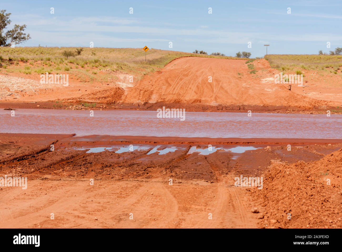 River blocked the road through Australian outback, Australia Northern ...