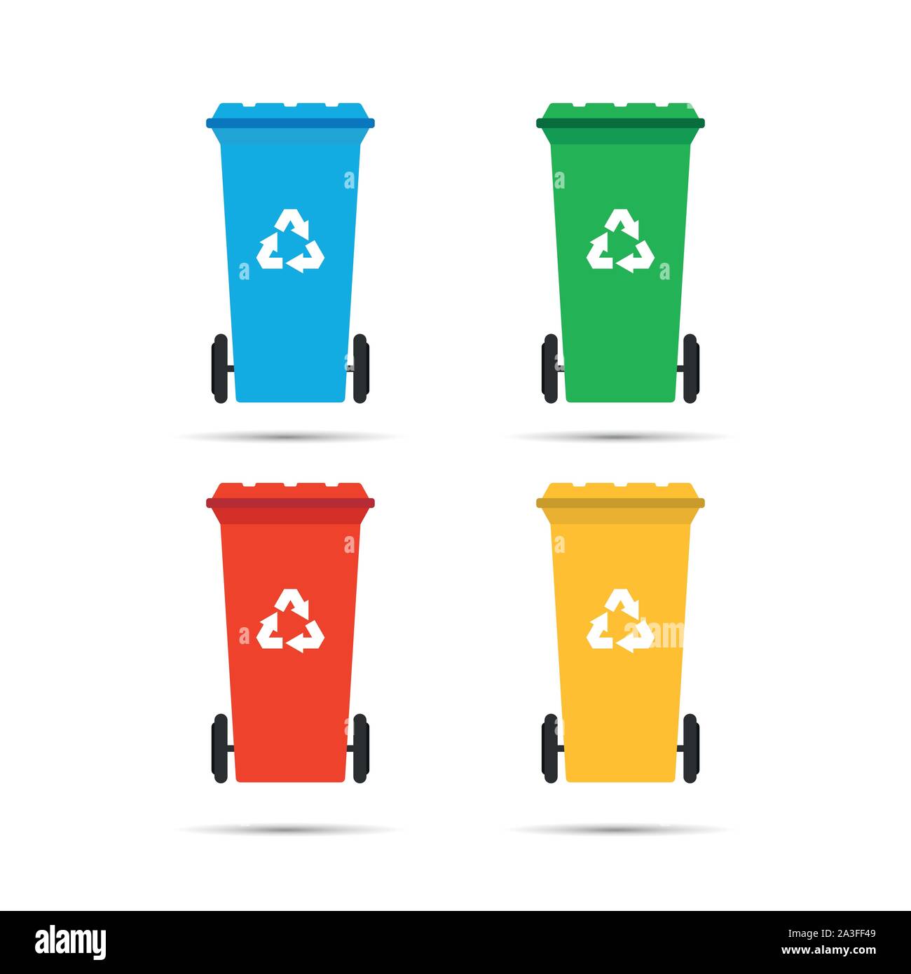 Realistic Set Recycle Bins for Trash and Garbage Isolated on White ...