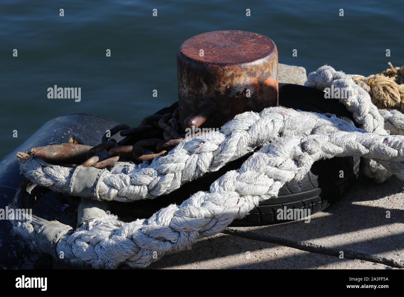 ship rope on the pole - Saint Tropez, France Oct 08, 2019 - Credit ...