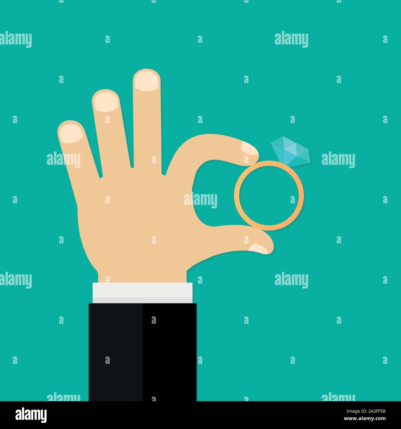 Male hands holding engagement ring. Vector flat style. Vector stock ...