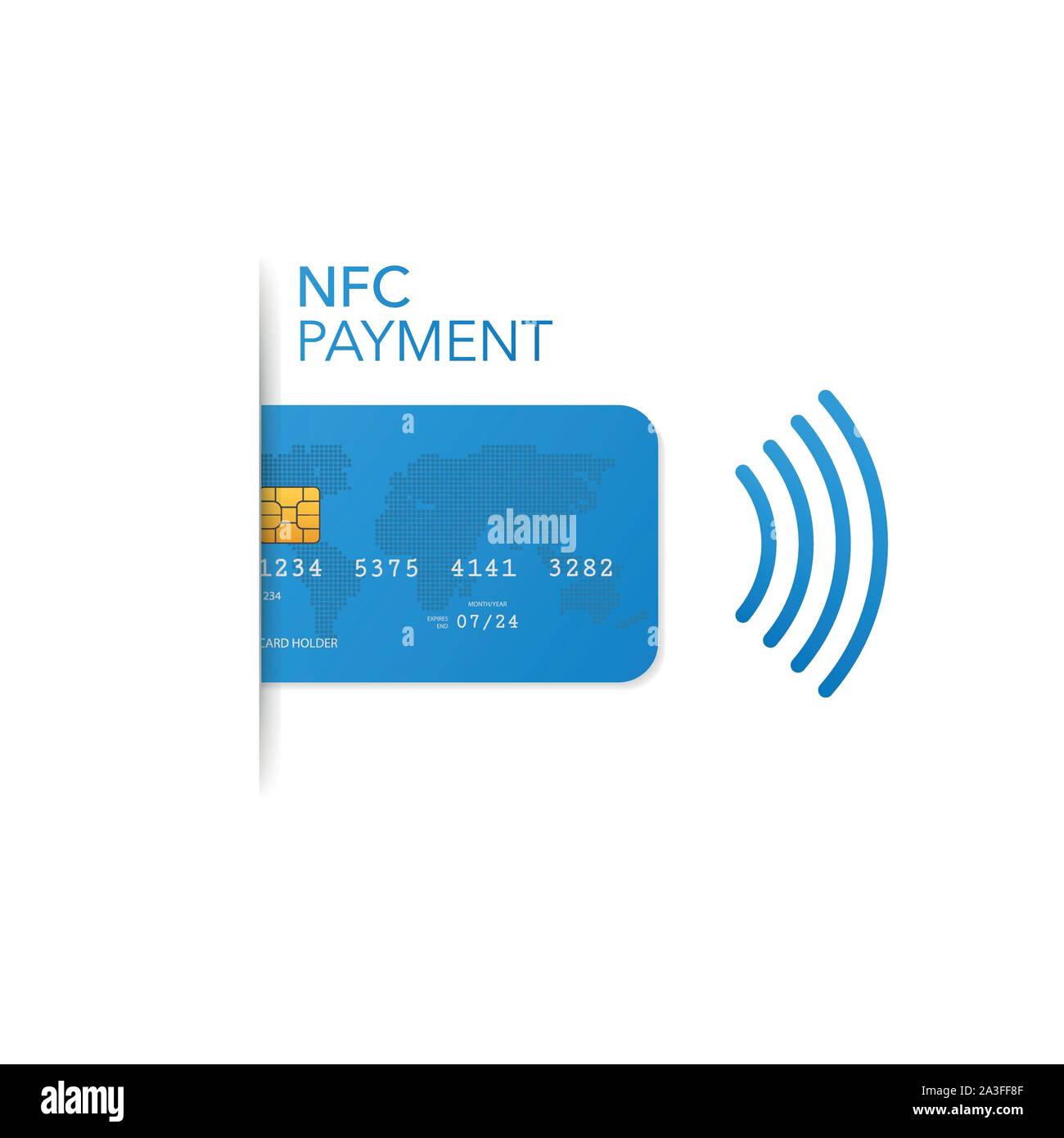 Contactless credit card icon, card with radio wave outside sign, credit ...