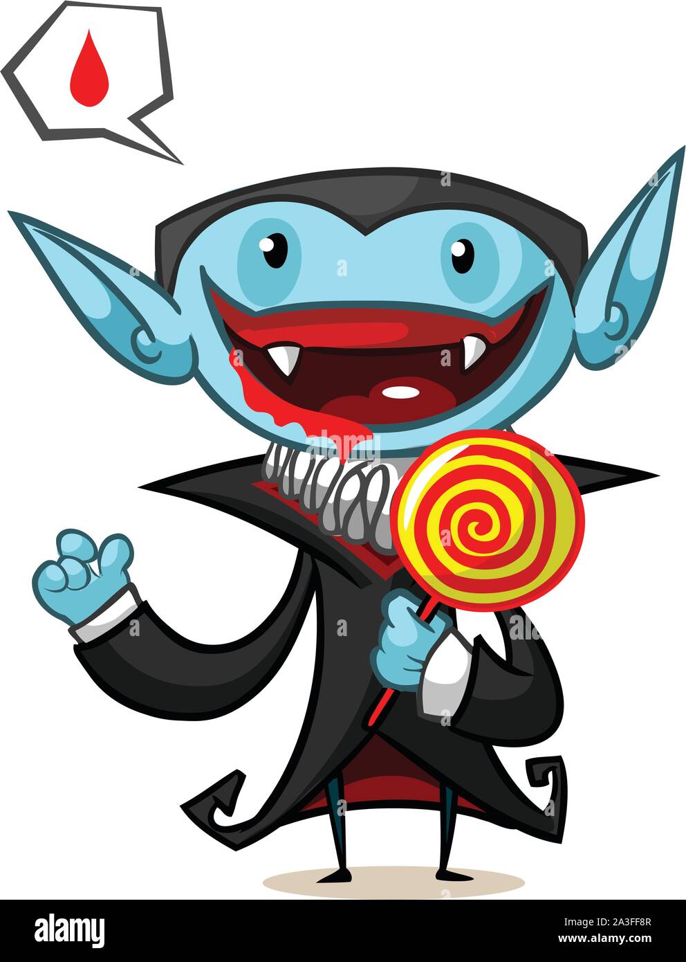 Halloween vector illustration of cartoon vampire with lollypop on white ...